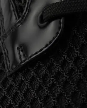 Prada Mesh And Brushed Leather Lace-up Booties With Removable Pouch