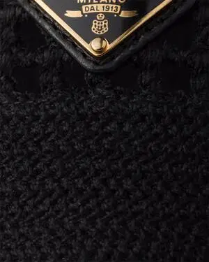 Prada Crochet Ballerinas With Logo Buckle - Black