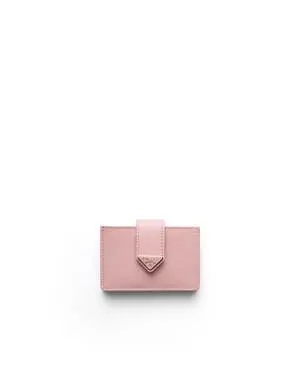 Prada Saffiano And Smooth Leather Card Holder - Peach