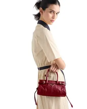Prada Leather Mini Handbag - Ruby Red