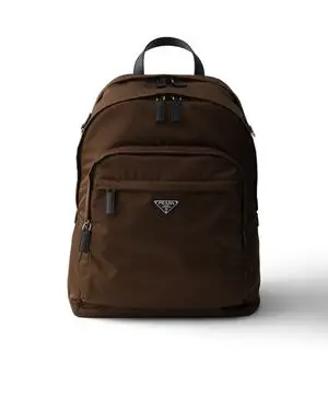 Prada Re-nylon And Saffiano Leather Backpack - Sienna