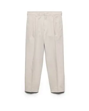 Prada Cotton Wide-leg Trousers With Vintage Finish - Limestone