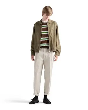 Prada Cotton Wide-leg Trousers With Vintage Finish - Limestone