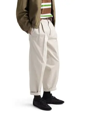 Prada Cotton Wide-leg Trousers With Vintage Finish - Limestone
