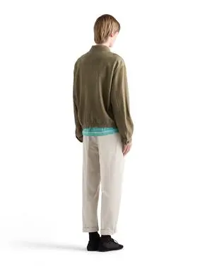 Prada Cotton Wide-leg Trousers With Vintage Finish - Limestone