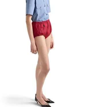 Prada Poplin Shorts With Flapped Patch Pockets - Ruby Red