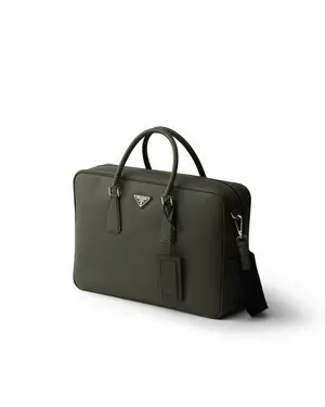 Prada Saffiano Leather Work Bag - Loden