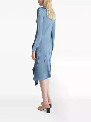 LEMAIRE Creased Bias Dress In Poly Viscose Twill - Blue