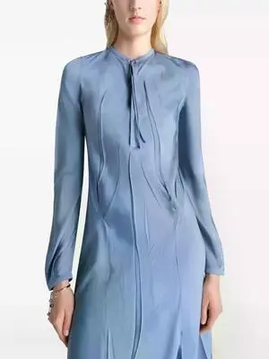 LEMAIRE Creased Bias Dress In Poly Viscose Twill - Blue