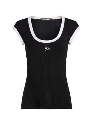 Karl Lagerfeld Contrast Trim Ribbed T-shirt