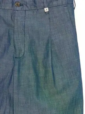 MYTHS Pleated Cotton Chambray Trousers - Blue