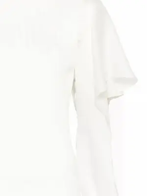 Sacai Ribbed Knit Top With Satin Ruffled Sleeves