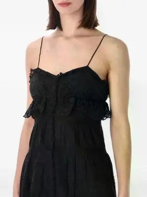 MARANT ETOILE Broderie Anglaise Ruffled Maxi Dress - Black