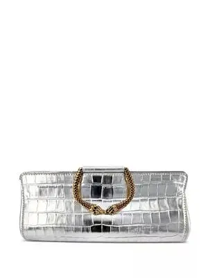 MADISON MAISON Croc Effect Clutch - Silver