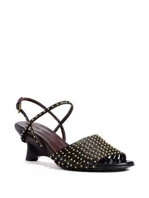 Khaite Drew Embellished Patent Calfskin Sandals - Black