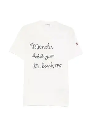 Moncler Logo-embroidered T-shirt - Neutrals