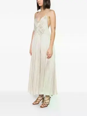 Barbara Bui Pleated Maxi Dress With Macramé Detail