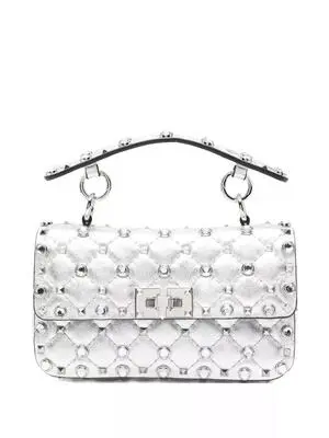Valentino Garavani Quilted Studded Tote Bag - Silver