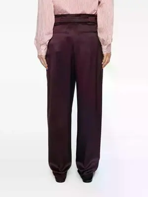 Saint Laurent Pleated Belted Trousers - Red