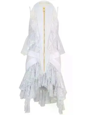 Balmain Lace-panelled Ruffle Mini Dress