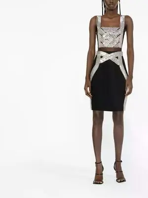 Balmain Sequin-embellished Wool Pencil Skirt - Black