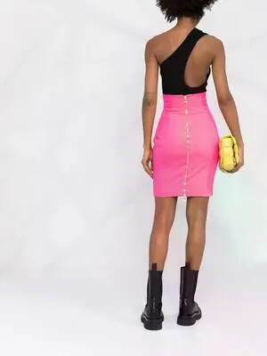 Balmain Logo Button Pencil Skirt