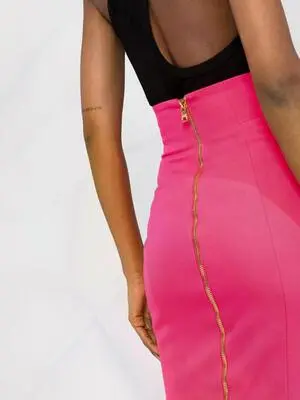 Balmain Logo Button Pencil Skirt