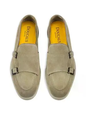 DOUCAL'S Suede Double Buckle Loafers - Neutrals