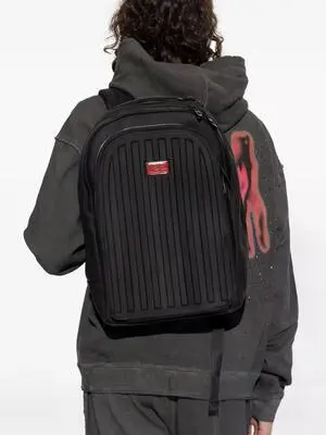 DIESEL® Ribbed Logo Plaque Backpack - Black