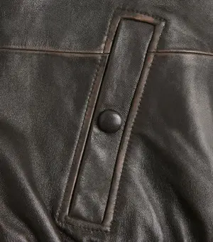 Sandro Oversized Leather Zip-up Jacket With Stand Collar