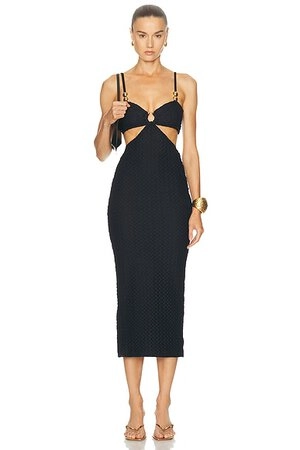 PatBO Frida Mesh Midi Dress - Black