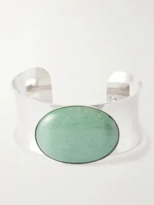 JENNIFER BEHR Johanna Silver-tone Aventurine Cuff - Green