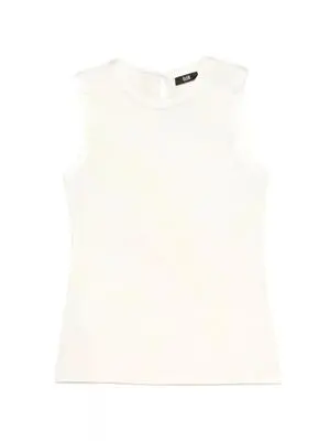 ELEH Sleeveless Crew-neck Top With Keyhole Detail - Neutrals