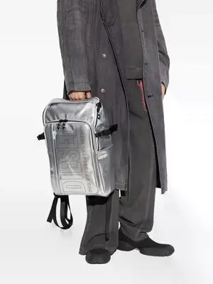 DIESEL® Logo Print Metallic-effect Backpack