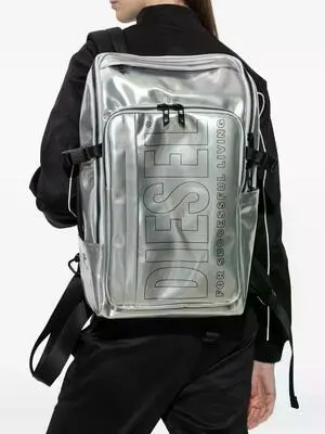 DIESEL® Logo Print Metallic-effect Backpack