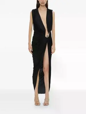 Christopher Esber Ruched Stone Embellished Asymmetric Maxi Dress