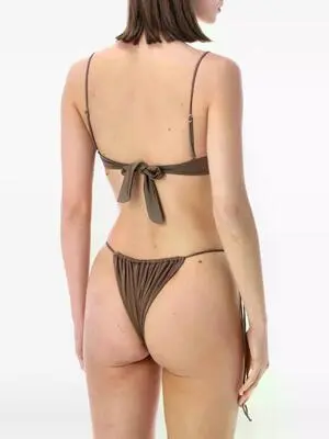 BELAMER Ruched High-cut Bikini Bottom With Side Ties