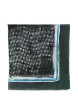 Faliero Sarti Houndstooth-pattern Frayed Scarf - Black