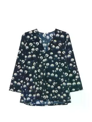 SIYU Siyu Balloon-Print V-Neck Blouse Blue