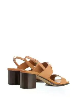 FERRAGAMO Gancini Leather Block Heel Sandals