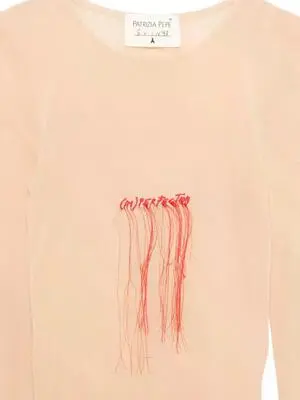 Patrizia Pepe Ruched Sleeve Sheer Tulle Top