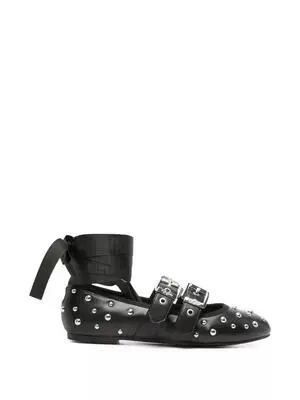 BUFFALO Daphne Stud-embellished Buckled Ballet Flats