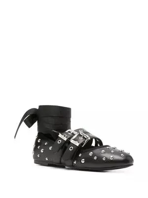 BUFFALO Daphne Stud-embellished Buckled Ballet Flats
