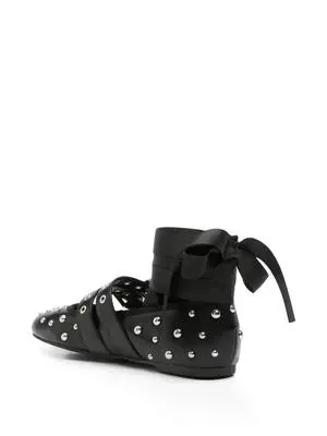 BUFFALO Daphne Stud-embellished Buckled Ballet Flats