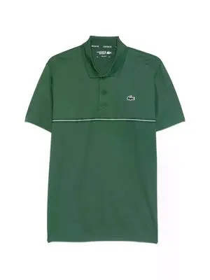 Lacoste Logo-patch Striped-detail Polo Shirt - Green