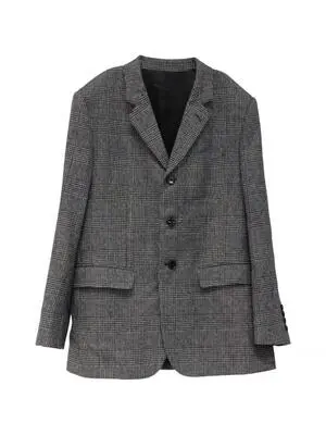 Celine Houndstooth Wool Blazer - Grey