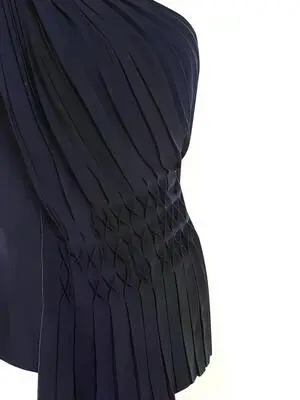Escada Asymmetric One-shoulder Pleated Top