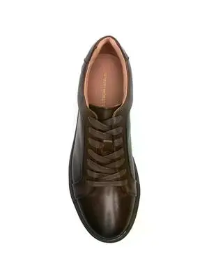 SERGIO MORETTI FIRENZE Pebbled Leather Lace-up Sneakers - Brown