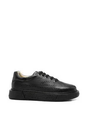SERGIO MORETTI FIRENZE Brogue Detail Leather Sneakers - Black