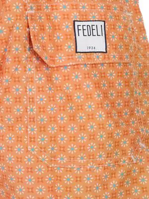 Fedeli Floral-print Swim Shorts - Orange